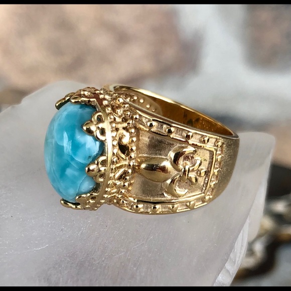 Dallas Prince | Jewelry | Dallas Prince Oval Larimar Etruscan Ring ...